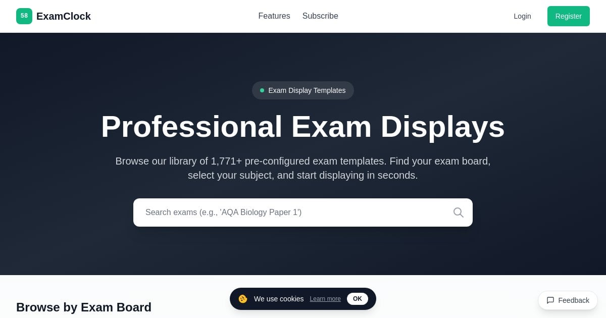 Exam Display Templates - Browse All Exam Boards | ExamClock
