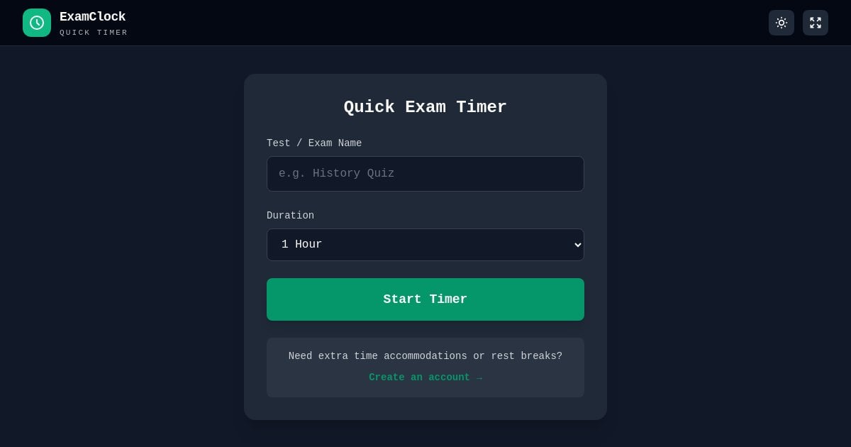 Quick Exam Timer | ExamClock