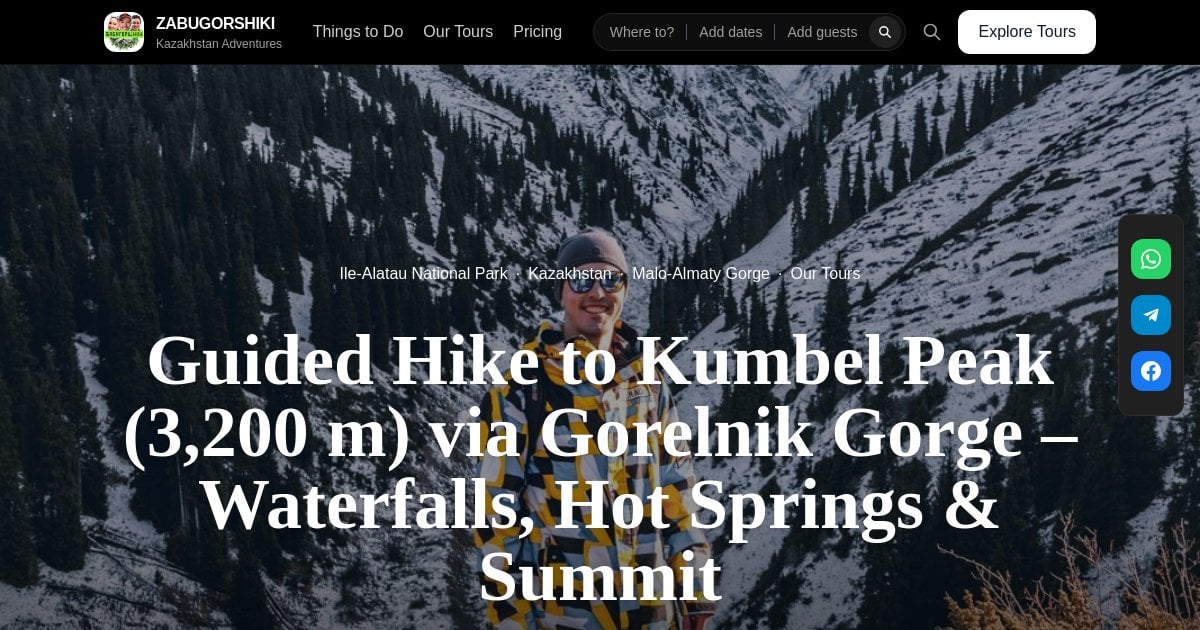 Kumbel Peak (3,200 m) via Gorelnik Gorge - Waterfalls & Summit