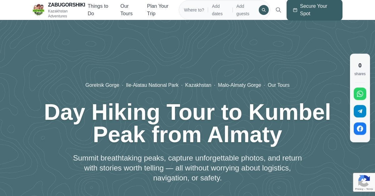 Day Hiking Tour to Kumbel Peak from Almaty